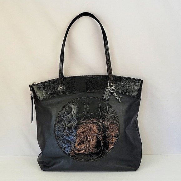 Coach | Bags | Coach Laura Signature Circle Tote Bag Black | Poshmark